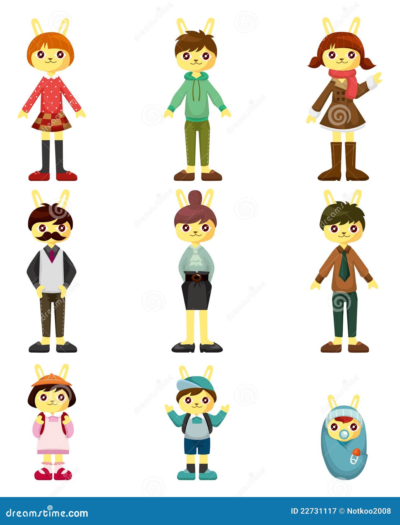 Cartoon rabbit family stock vector. Illustration of design - 22731117