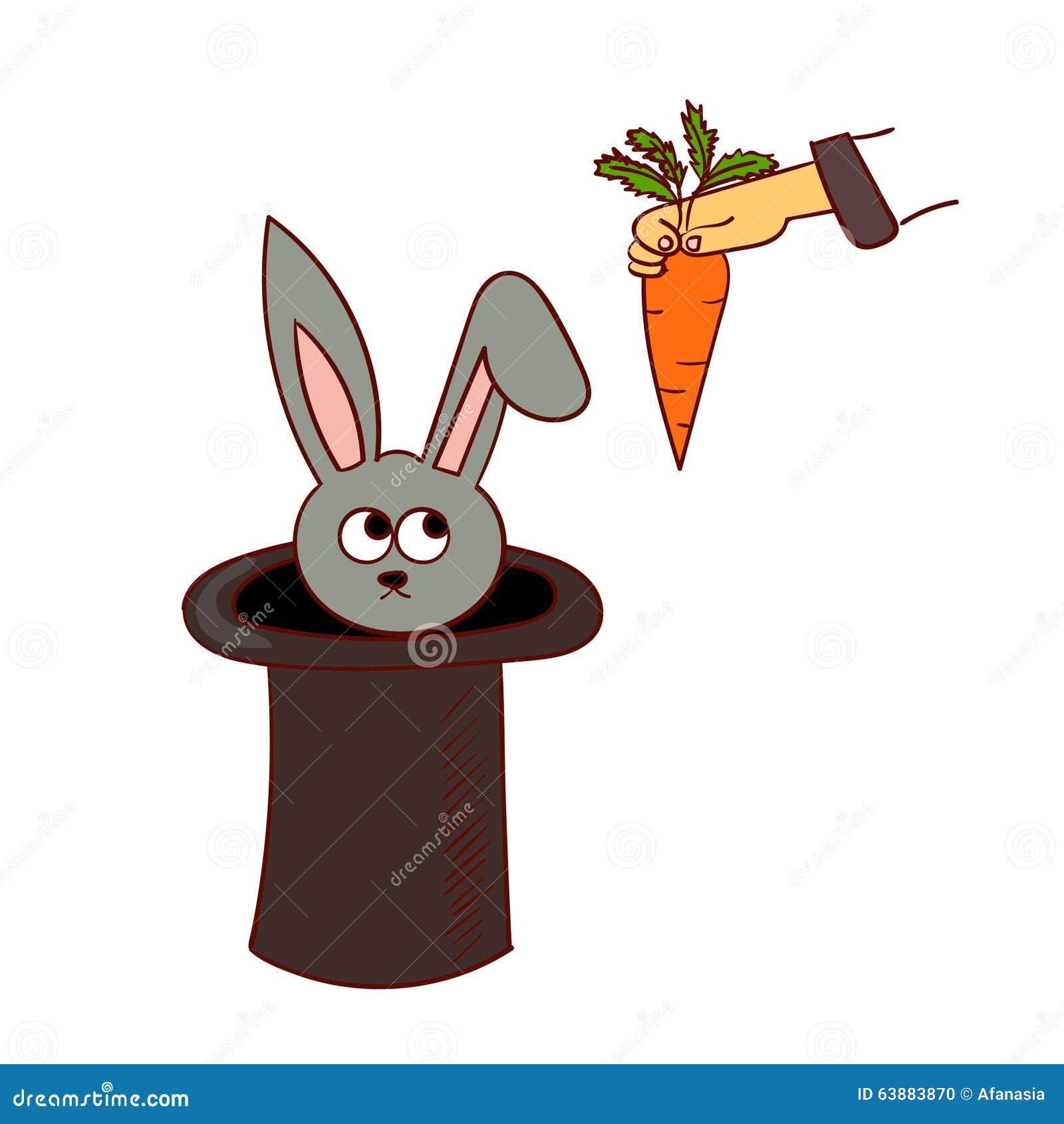 Cartoon Rabbit In The Hat Trick On White Background. Stock Vector ...