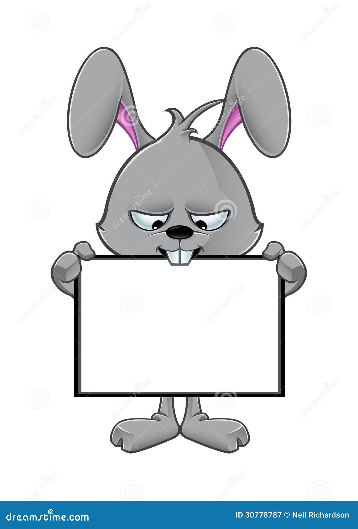 Cartoon Rabbit - Holding a Blank Sign Stock Vector - Illustration of ...
