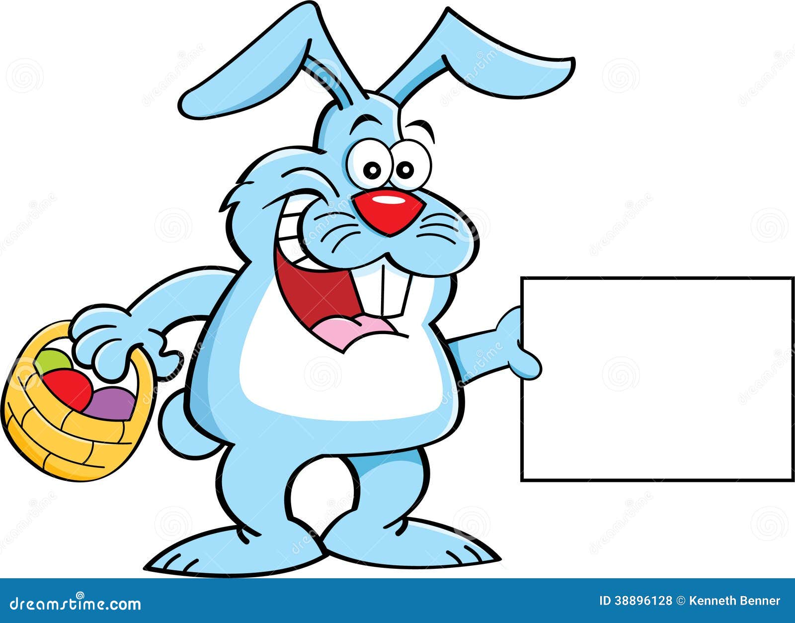 Cartoon Rabbit Holding a Sign. Stock Vector - Illustration of basket ...