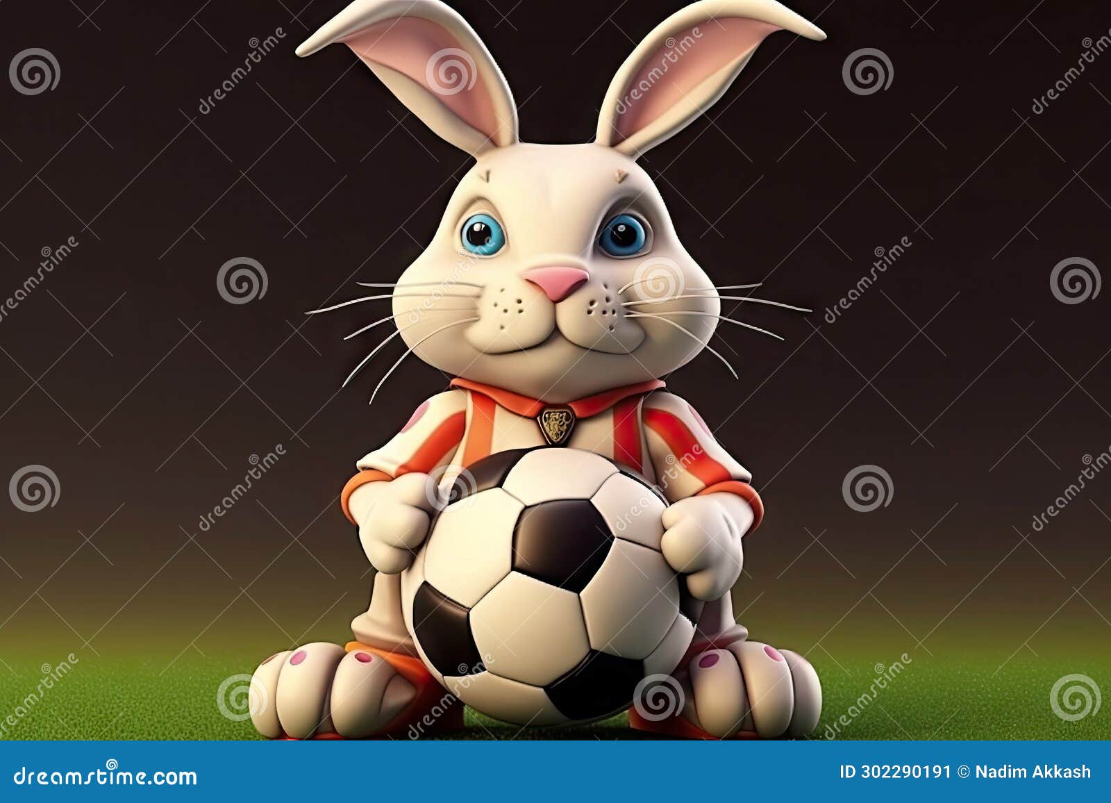 Cartoon Rabbit Holding Soccer Ball Stock Illustration - Illustration of ...