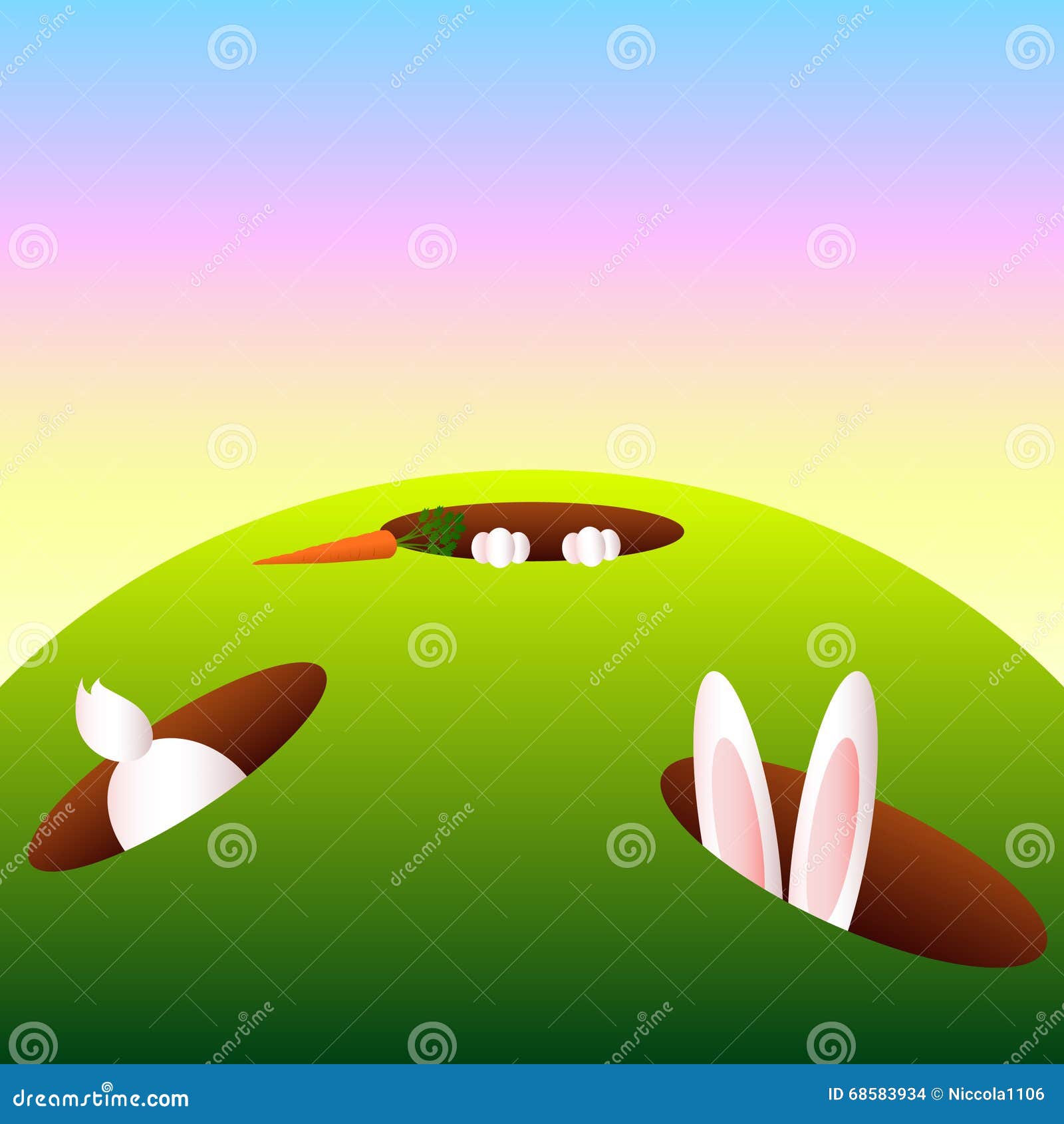 Cartoon Rabbit Hole Background Stock Vector - Illustration of omnivore ...