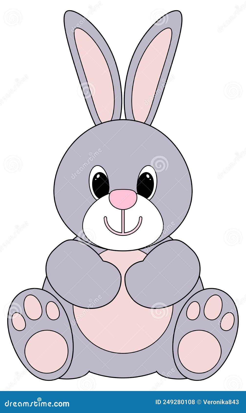 Cartoon Rabbit Icon. Bunny Vector Illustration Isolated on White Stock ...