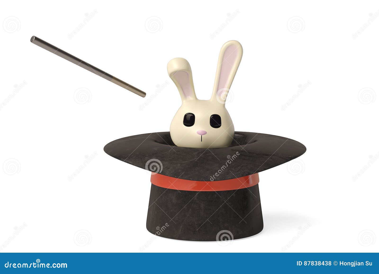 Cartoon Rabbit Magician,3D Illustration. Stock Illustration ...