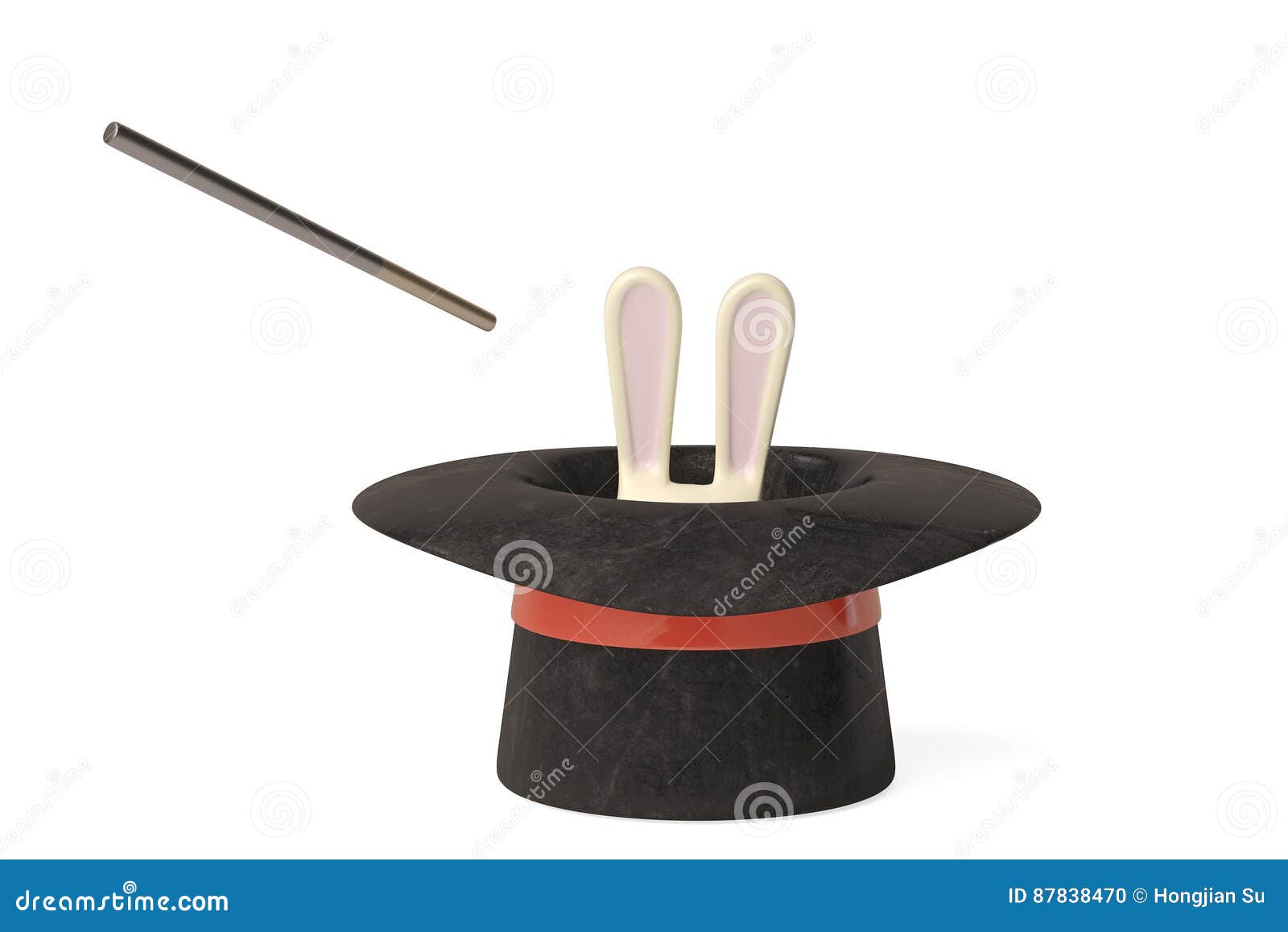 Rabbit In Magician Hat Coloring Book. Focus In Linear Style. Accessory ...