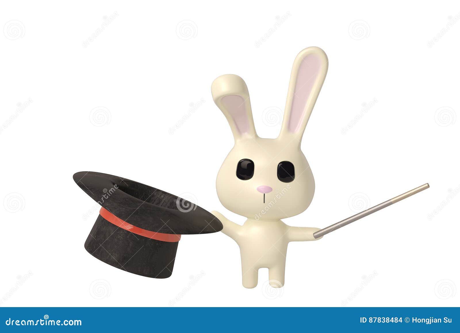 Cartoon Rabbit Magician,3D Illustration. Stock Illustration ...