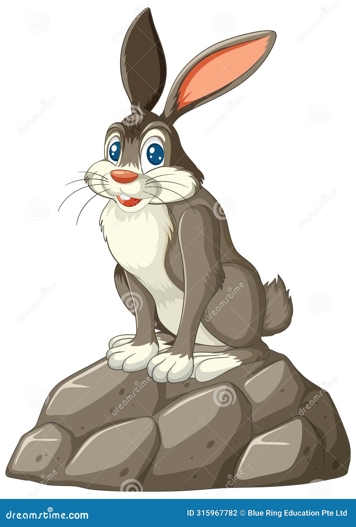 A Rabbit Perched Happily on a Stone Stock Vector - Illustration of ...