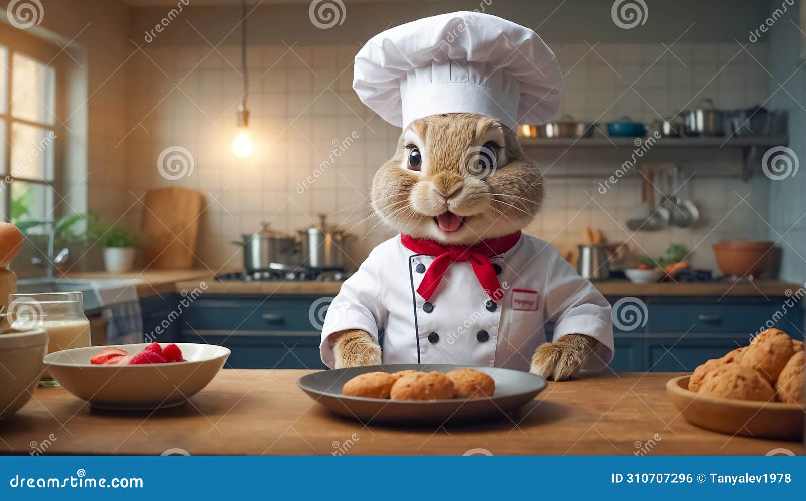 Cartoon Rabbit Preparing Food in the Kitchen Stock Illustration ...
