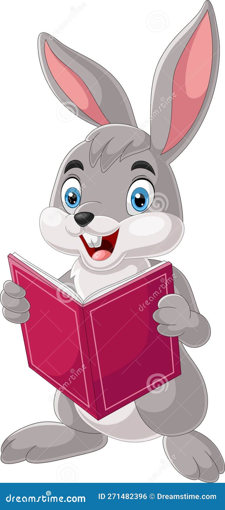 Cartoon Rabbit Reading a Book Stock Vector - Illustration of spring ...