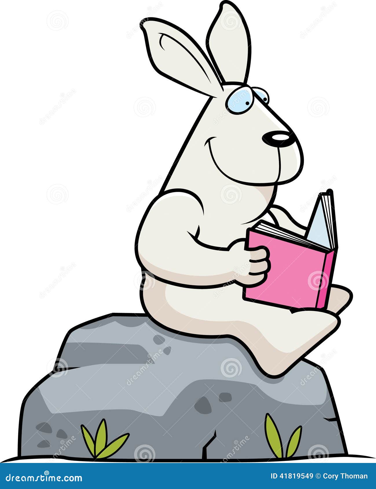 Cartoon Rabbit Reading stock vector. Illustration of vector - 41819549