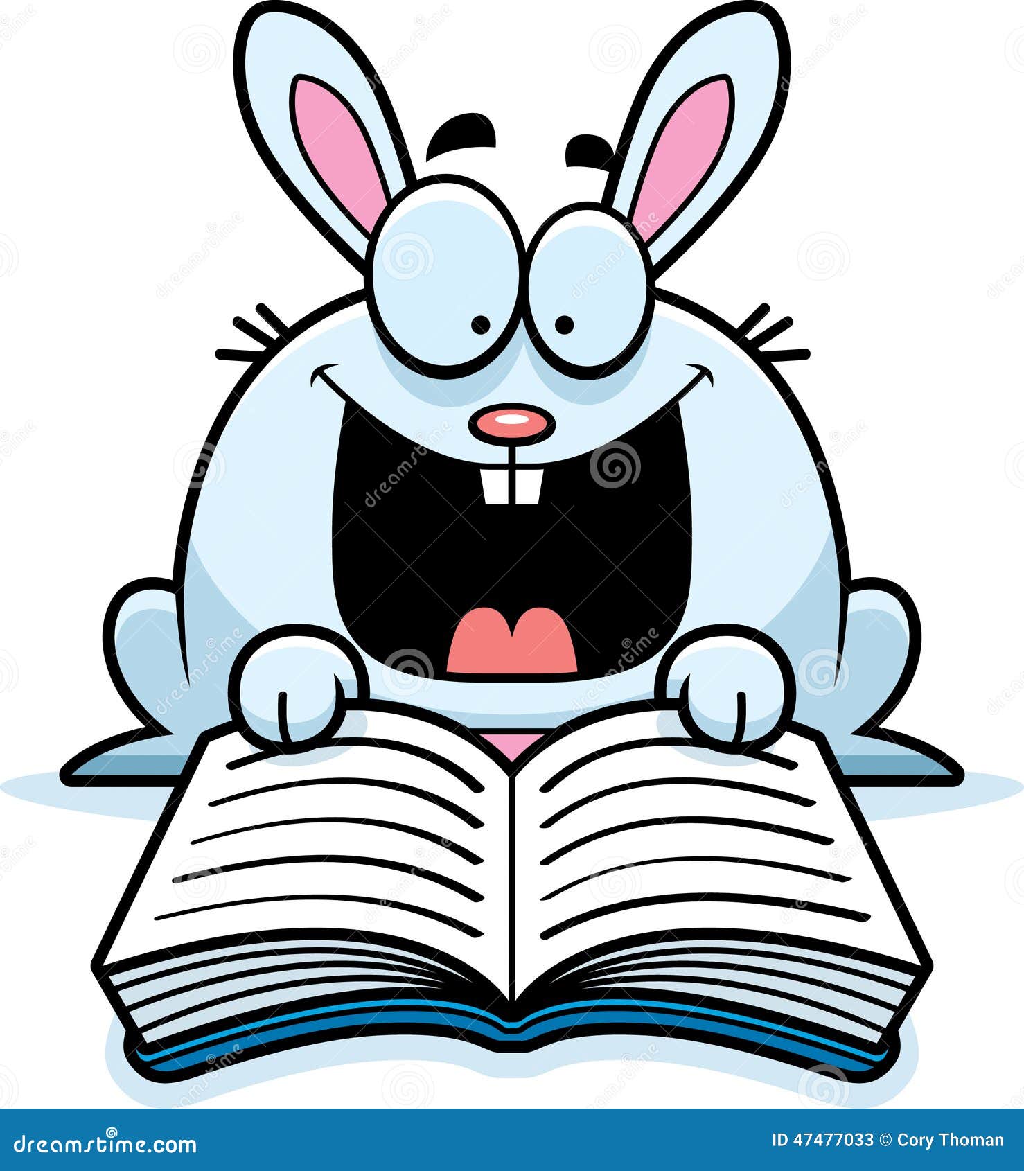 Cartoon Rabbit Reading stock vector. Illustration of smile - 47477033