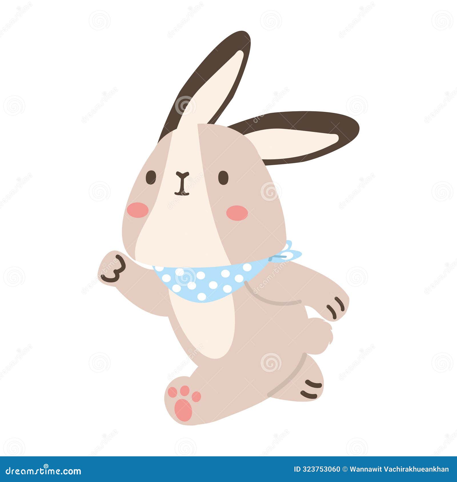 A Cartoon Rabbit is Running Stock Illustration - Illustration of bunny ...