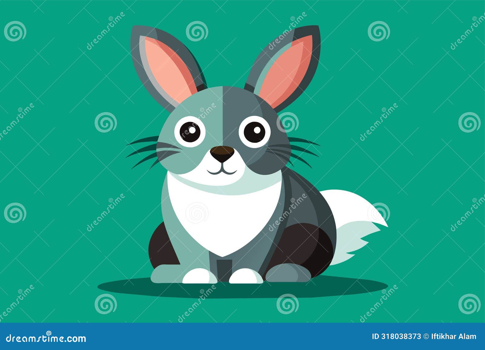 A Cartoon Rabbit is Seated on a Solid Green Backdrop, Rabbit ...