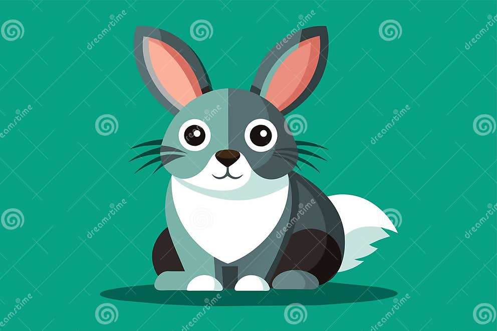 A Cartoon Rabbit is Seated on a Solid Green Backdrop, Rabbit ...