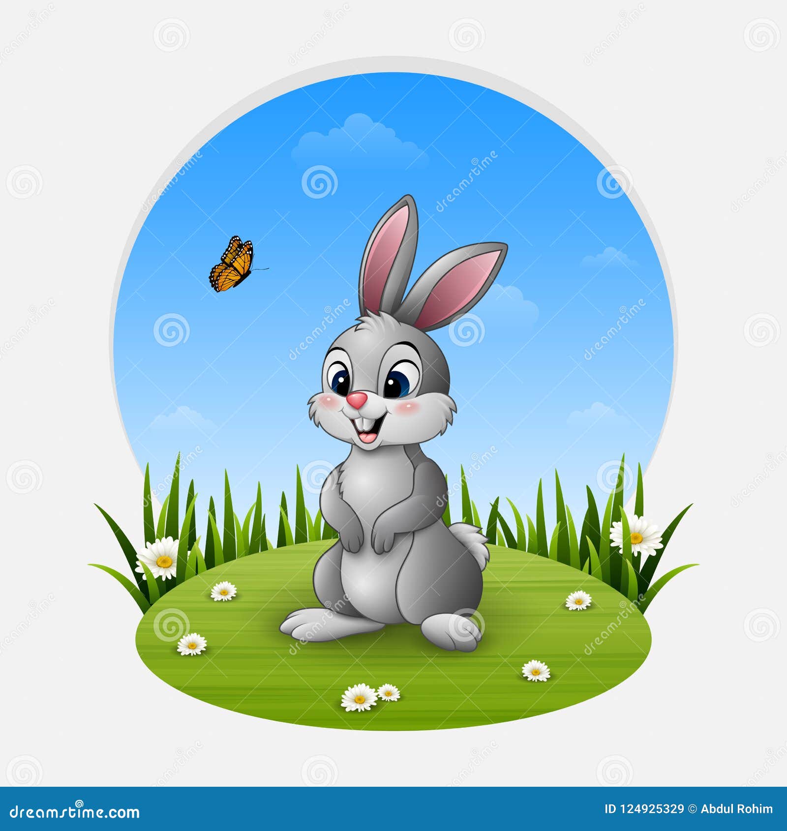 Rabbit Standing Cartoon Illustration Drawing White Background ...