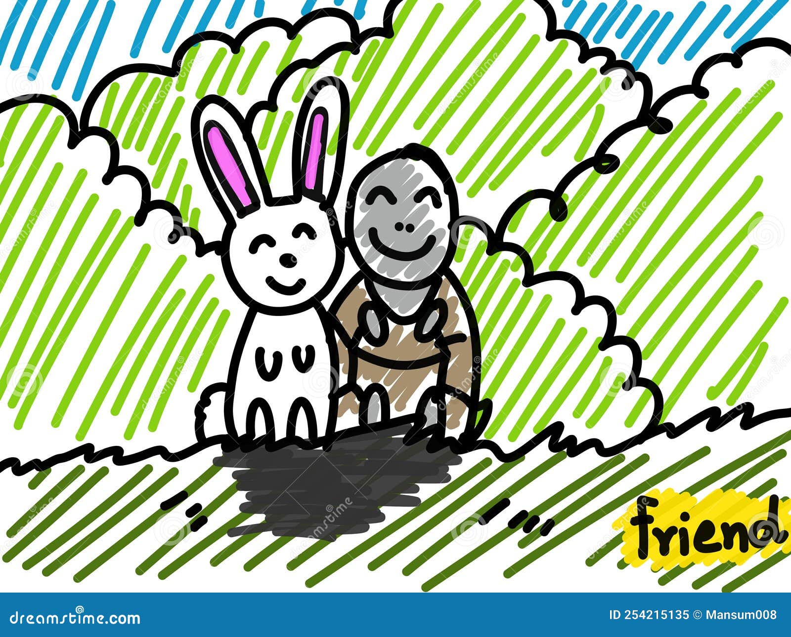 Cartoon Rabbit and Turtle in Forest Stock Illustration - Illustration ...