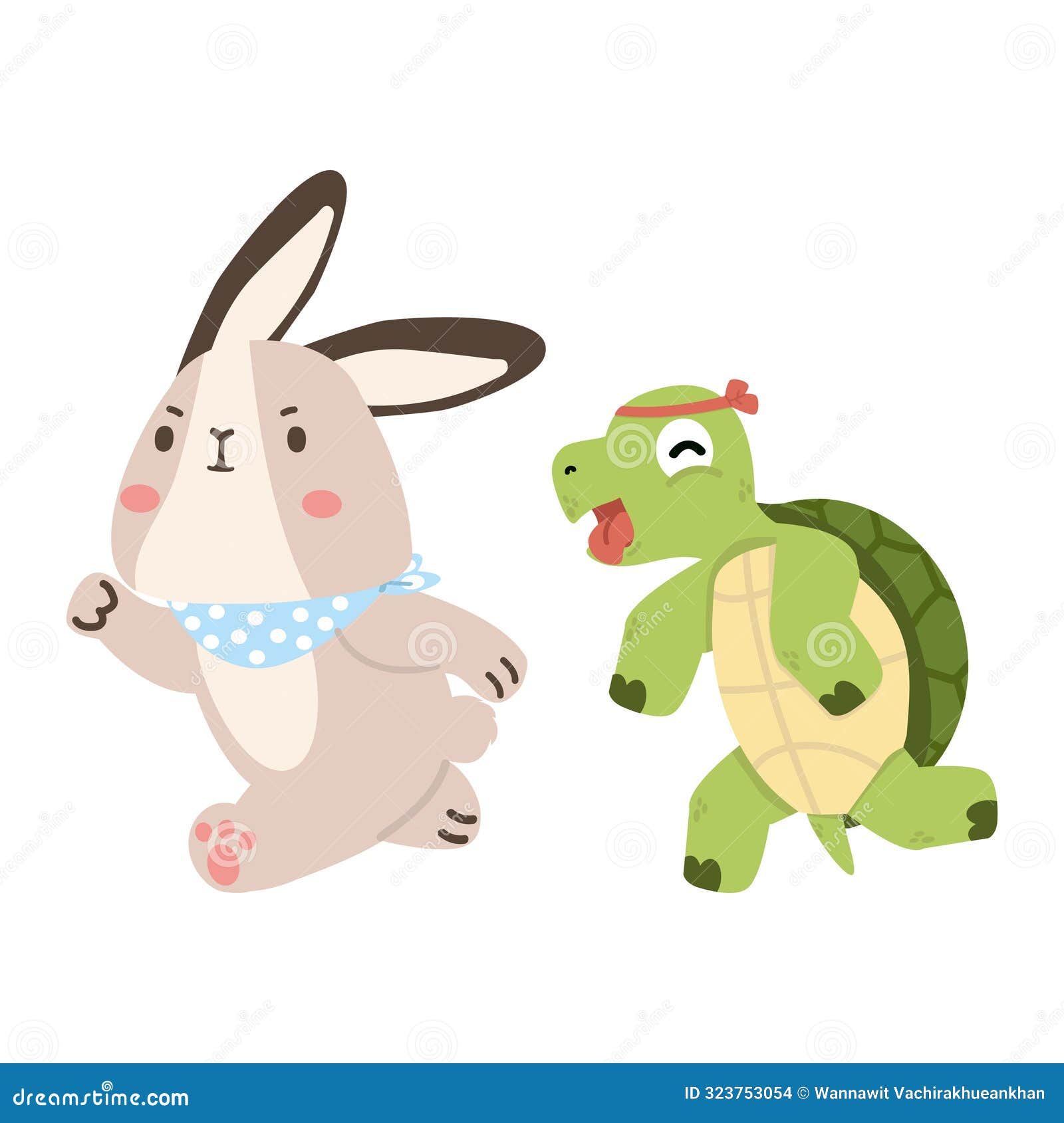 Cartoon Rabbit and a Turtle are Running Stock Illustration ...