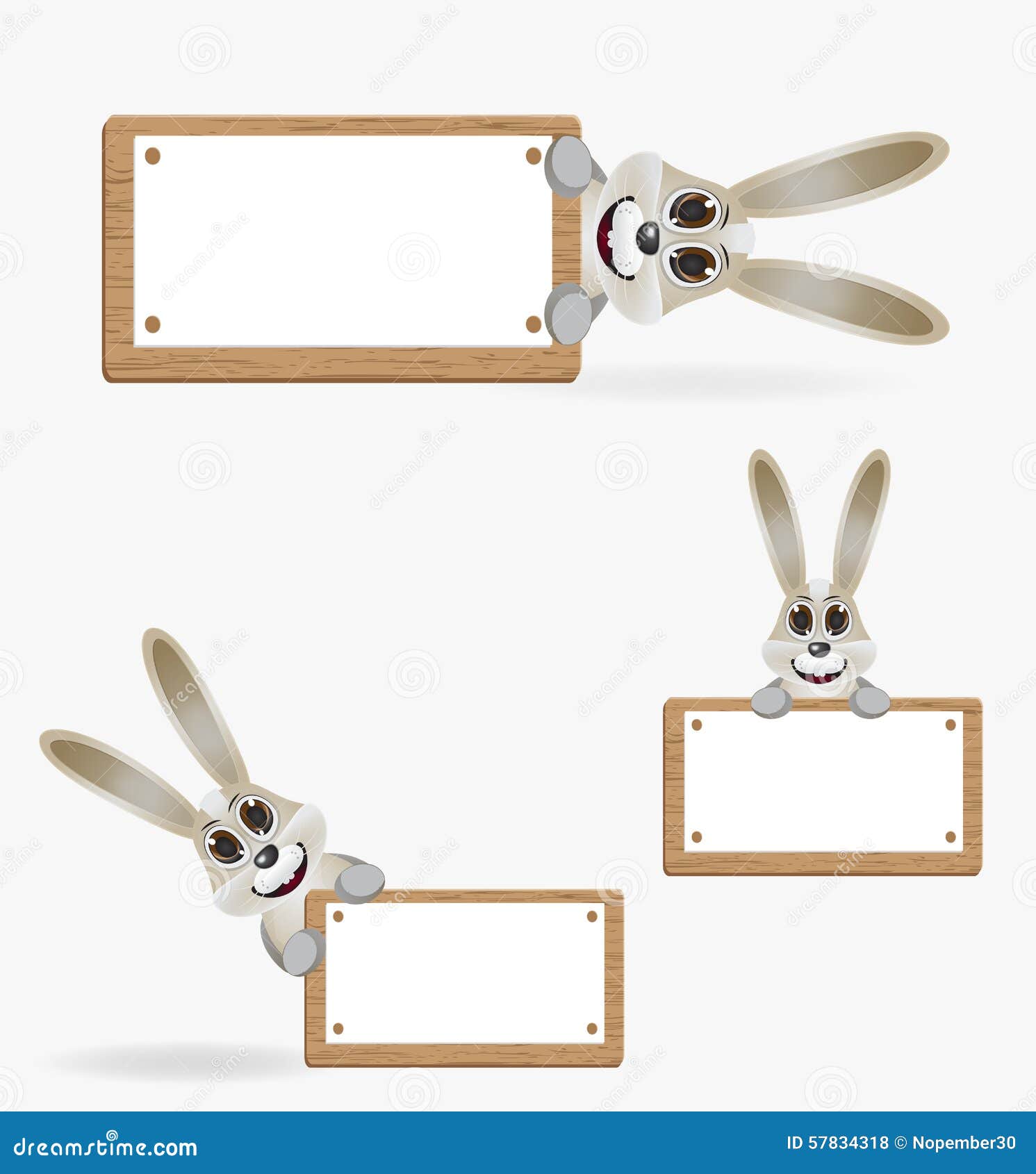 Cartoon Rabbit with Wood Text Box Stock Vector - Illustration of ...