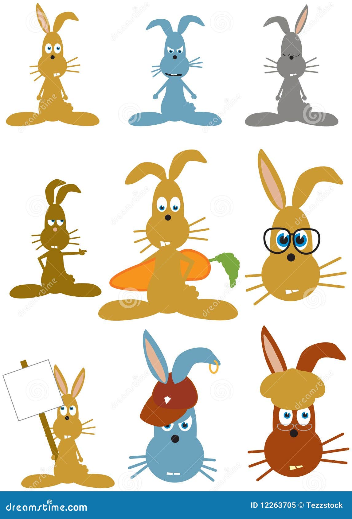 Cartoon rabbits stock vector. Illustration of character - 12263705