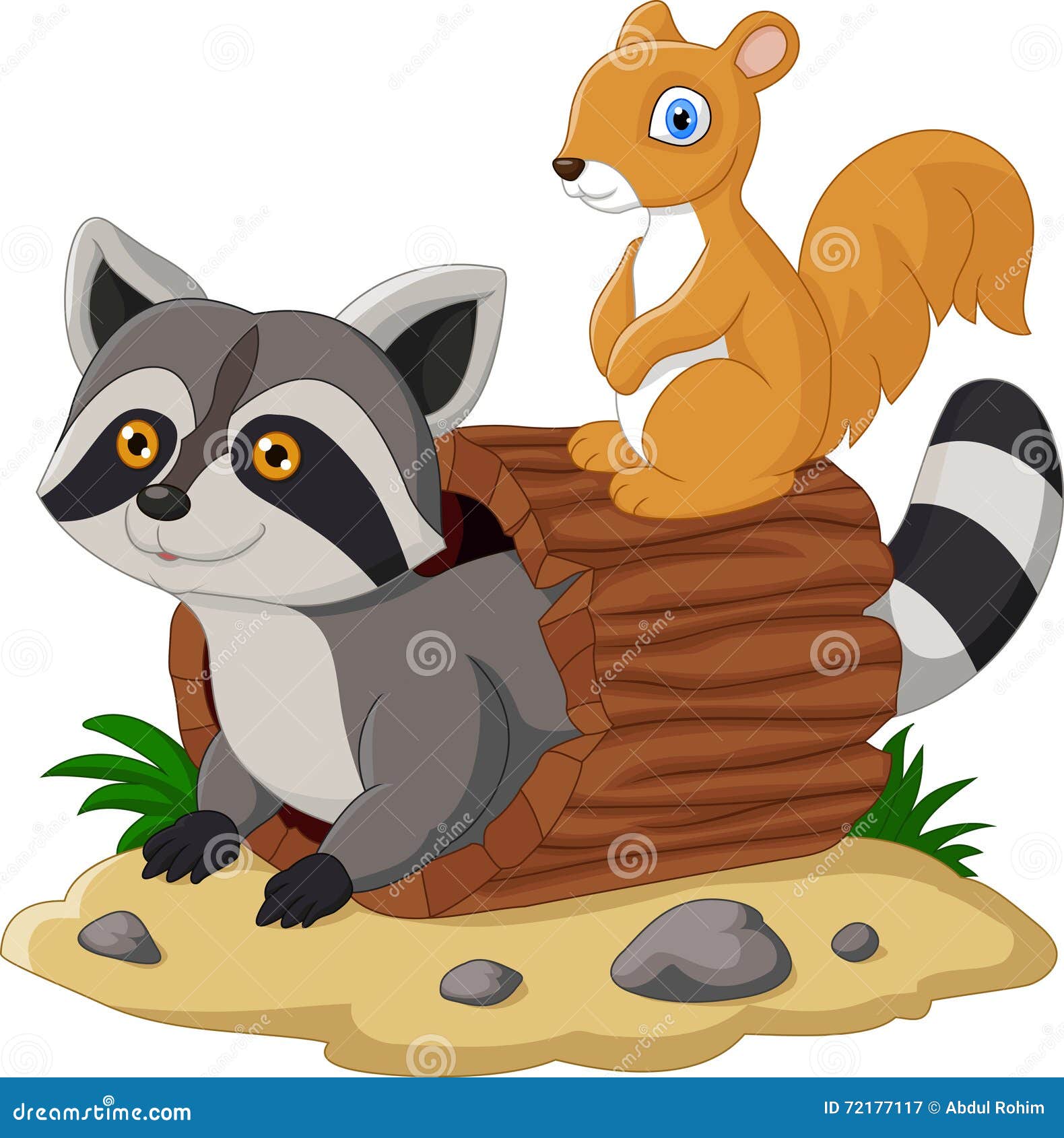 Cartoon Raccoon and Squirrel Stock Vector - Illustration of curiosity ...