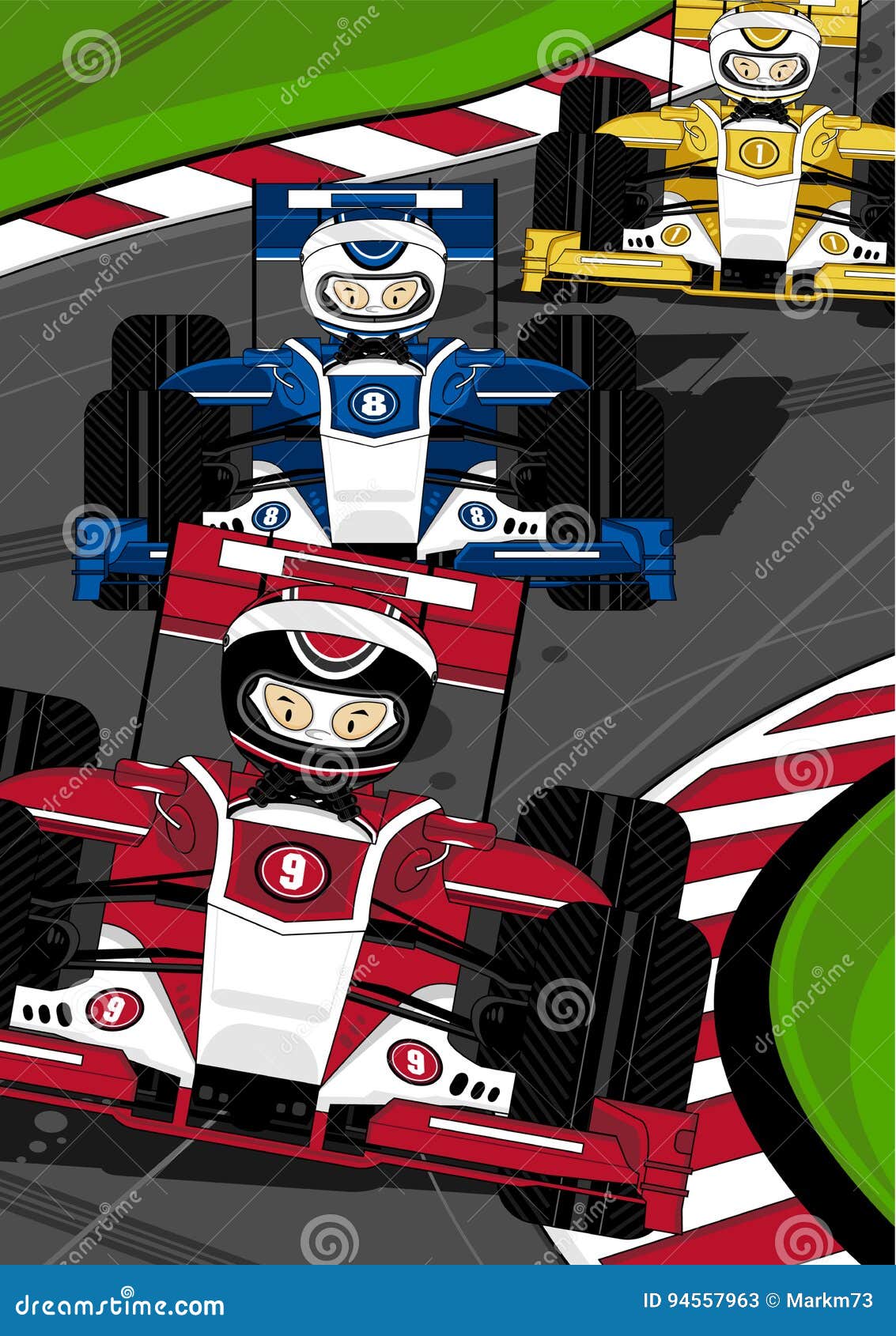 Cartoon Racing Car stock vector. Illustration of motorracing - 94557963