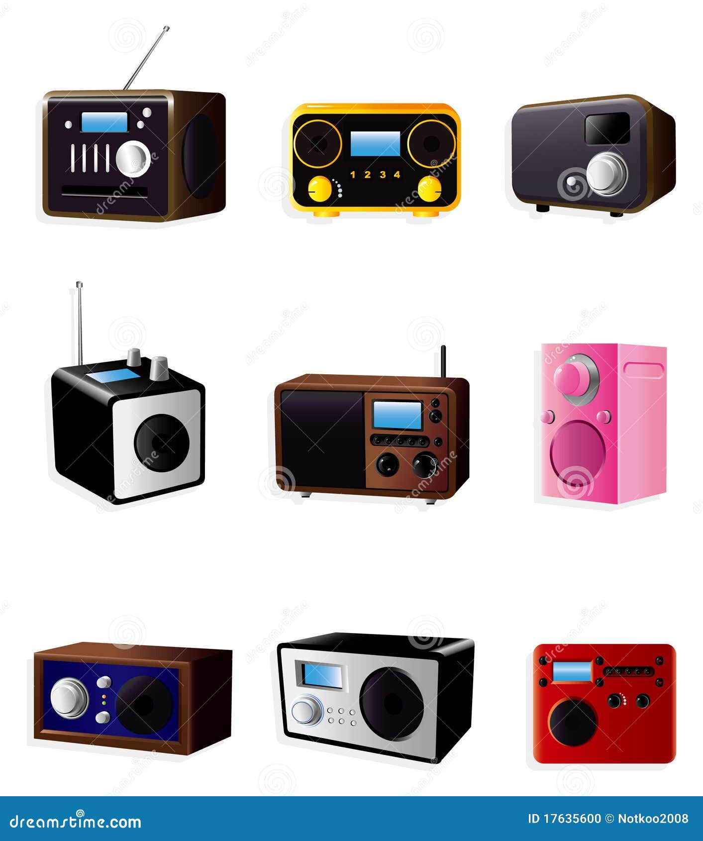 Cartoon radio icon stock vector. Illustration of broadcast - 17635600