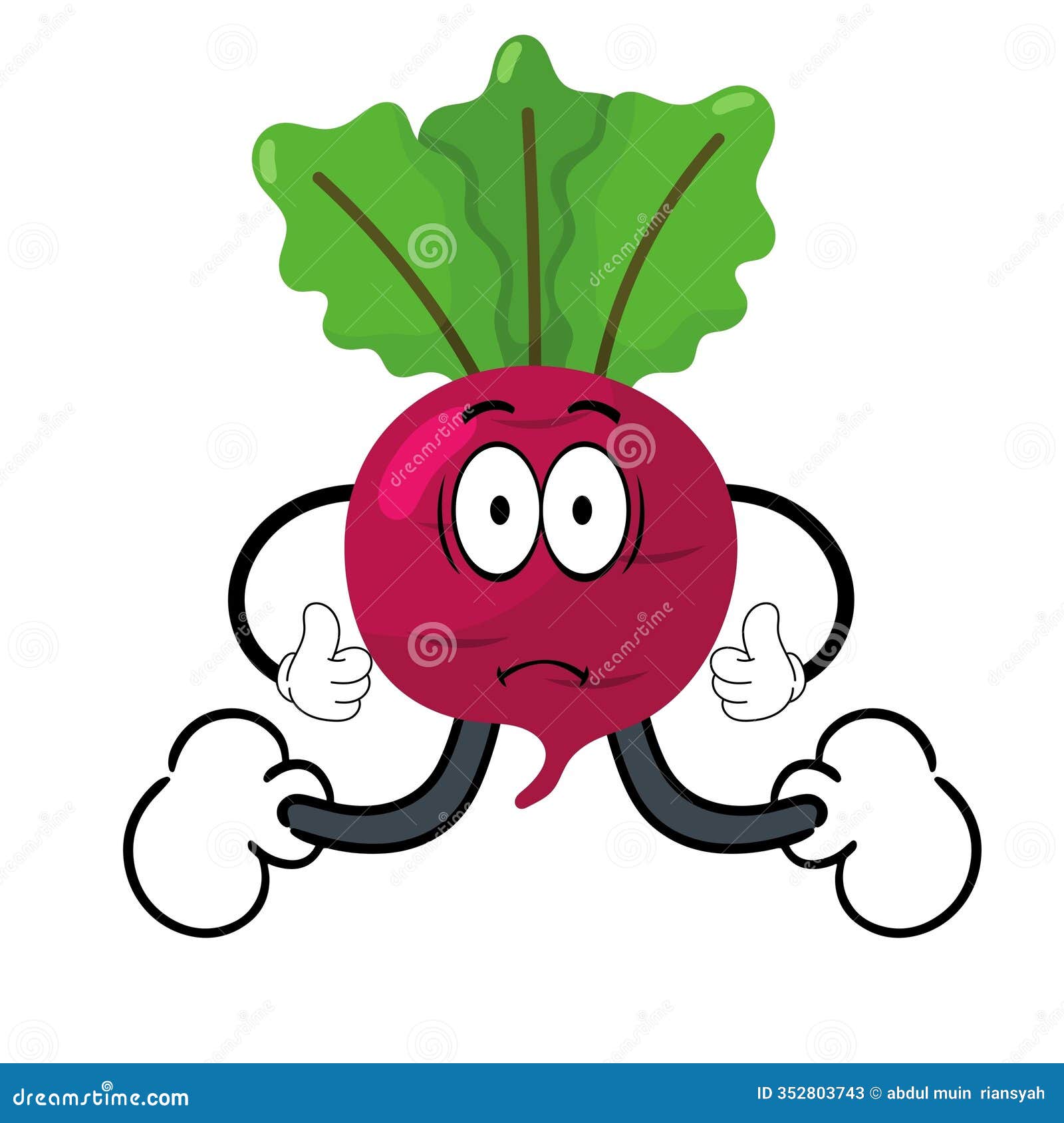 Cartoon Radish Vegetable Character With Smiley Kawaii Face Illustration ...