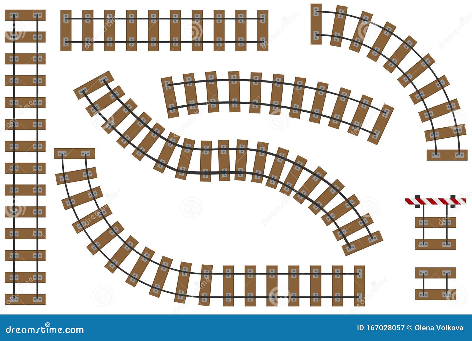Cartoon Railway. Realistic Railroad. Vector Illustration Of Cartoon ...