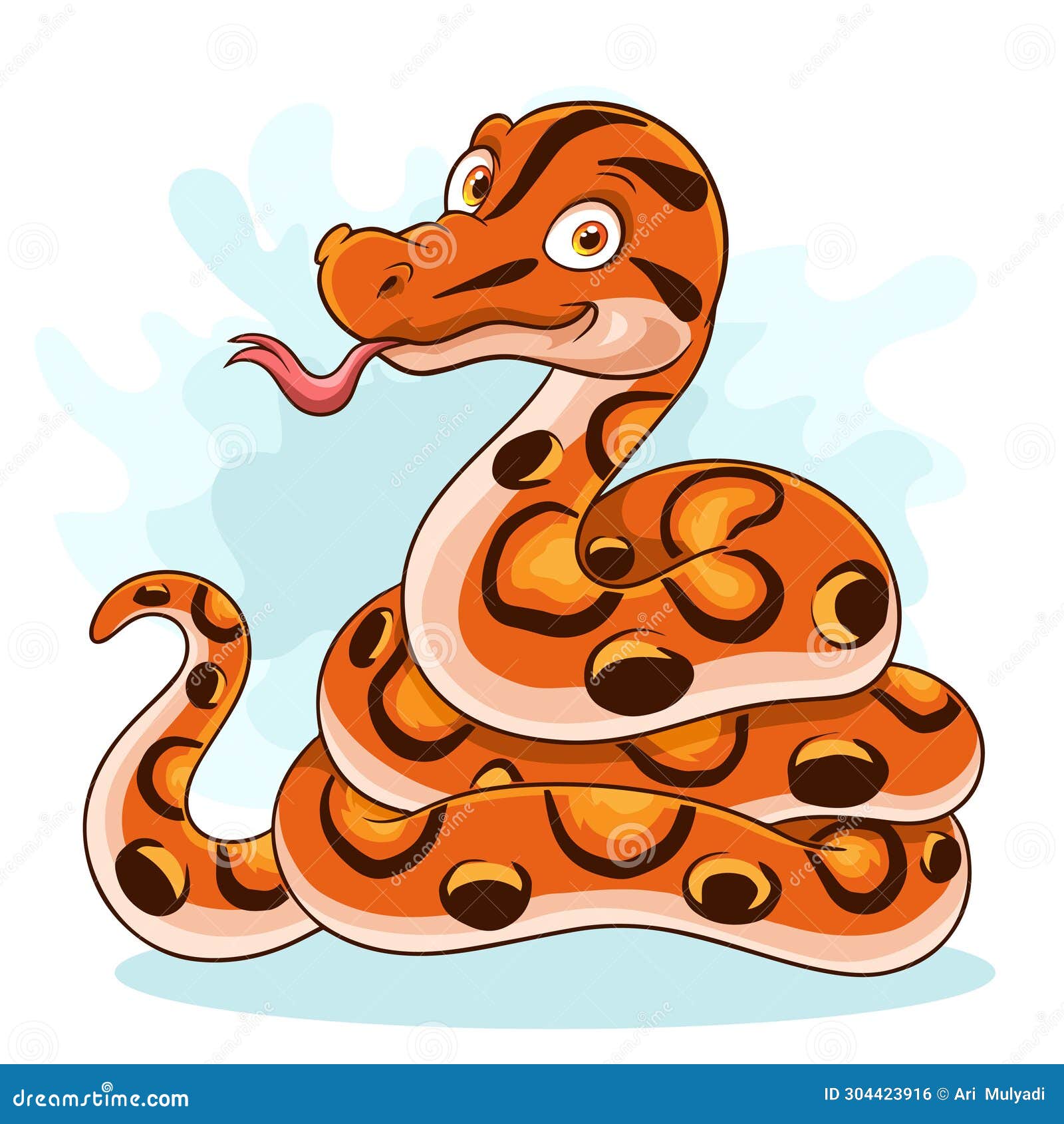 Cartoon Rainbow Boa Snake on White Background Stock Illustration ...