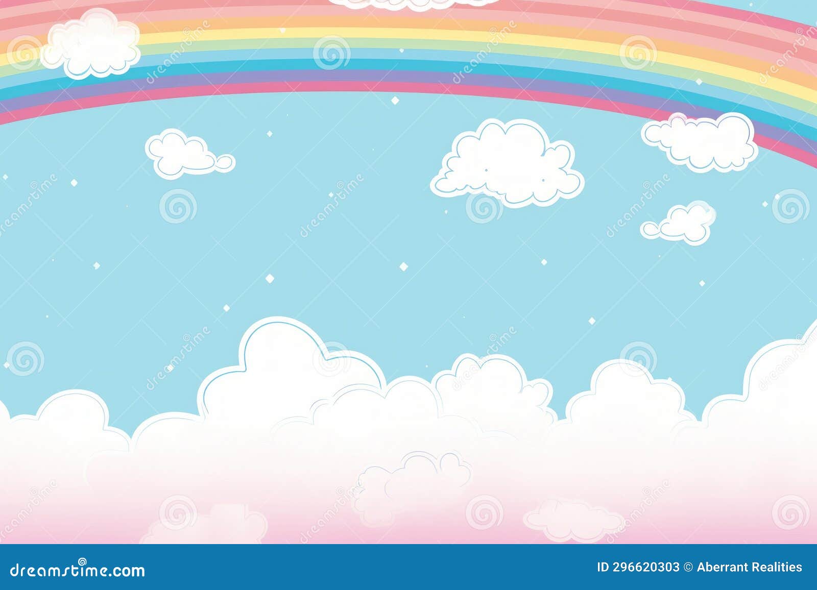 A Cartoon Rainbow and Clouds in the Sky Stock Illustration ...