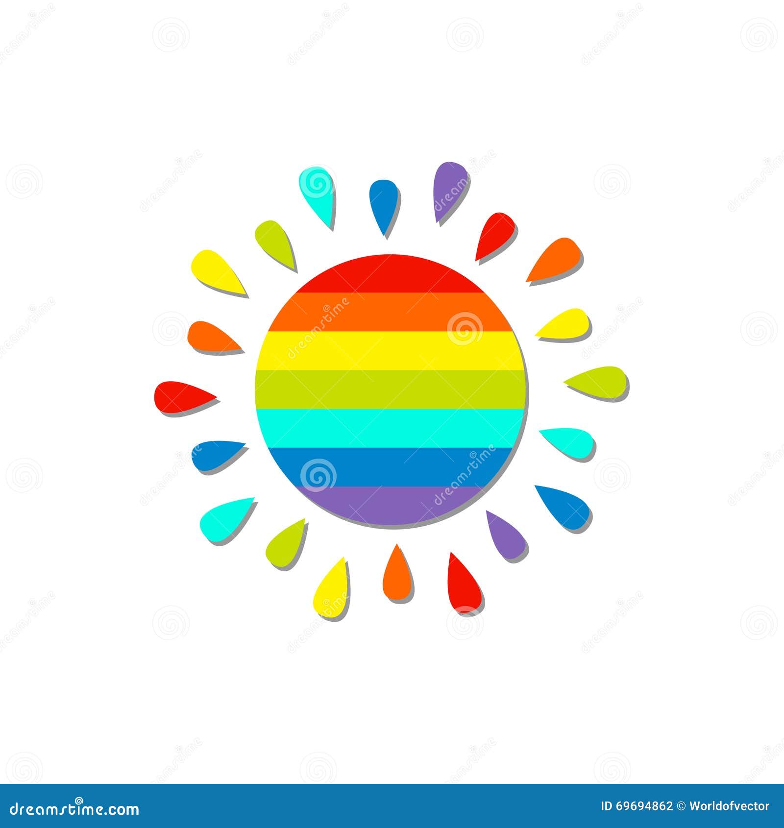 Cartoon Rainbow Color Sun. Isolated White Background Stock Vector ...