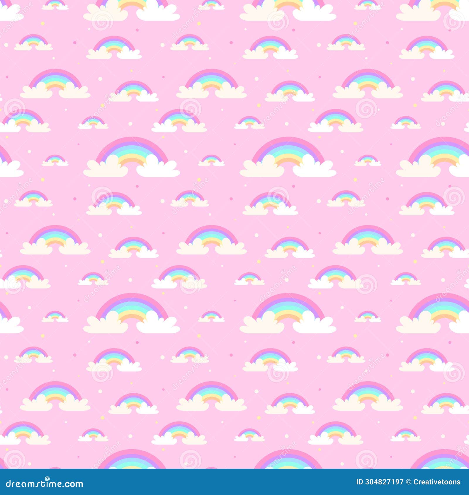 Cartoon Rainbow Pattern Design. Kids Rainbow Seamless Pattern Stock ...