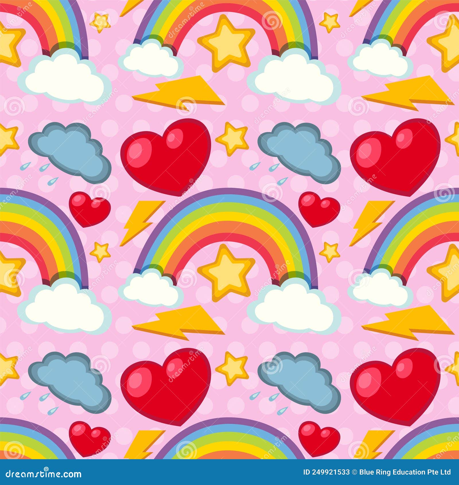 Cartoon Rainbow Seamless Pattern Stock Vector - Illustration of color ...
