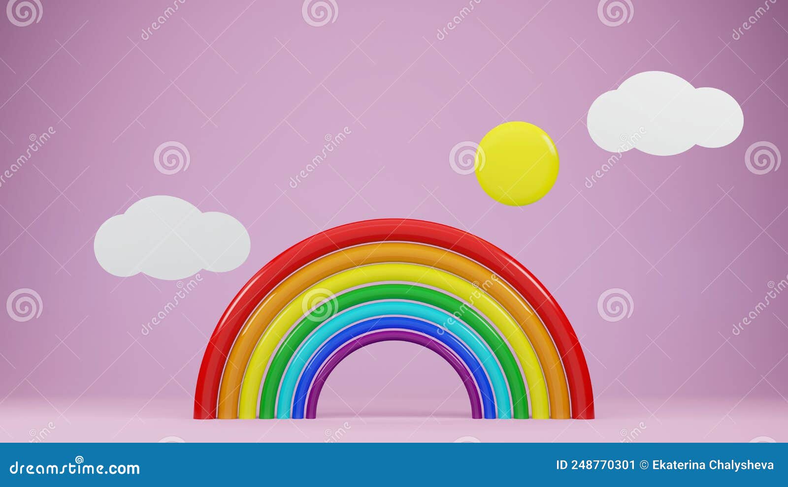 Cartoon Rainbow with Sun and Clouds, Stock Illustration - Illustration ...