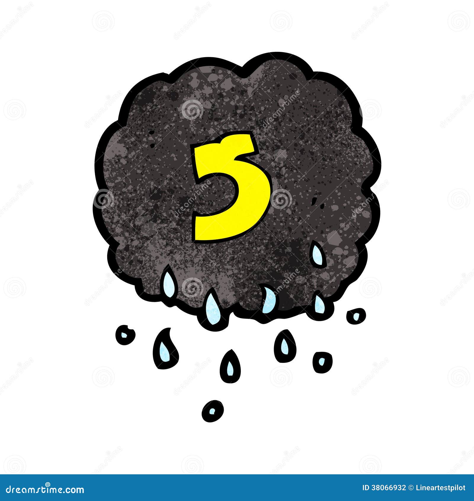 Cartoon Raincloud with Number Five Stock Vector - Illustration of clip ...