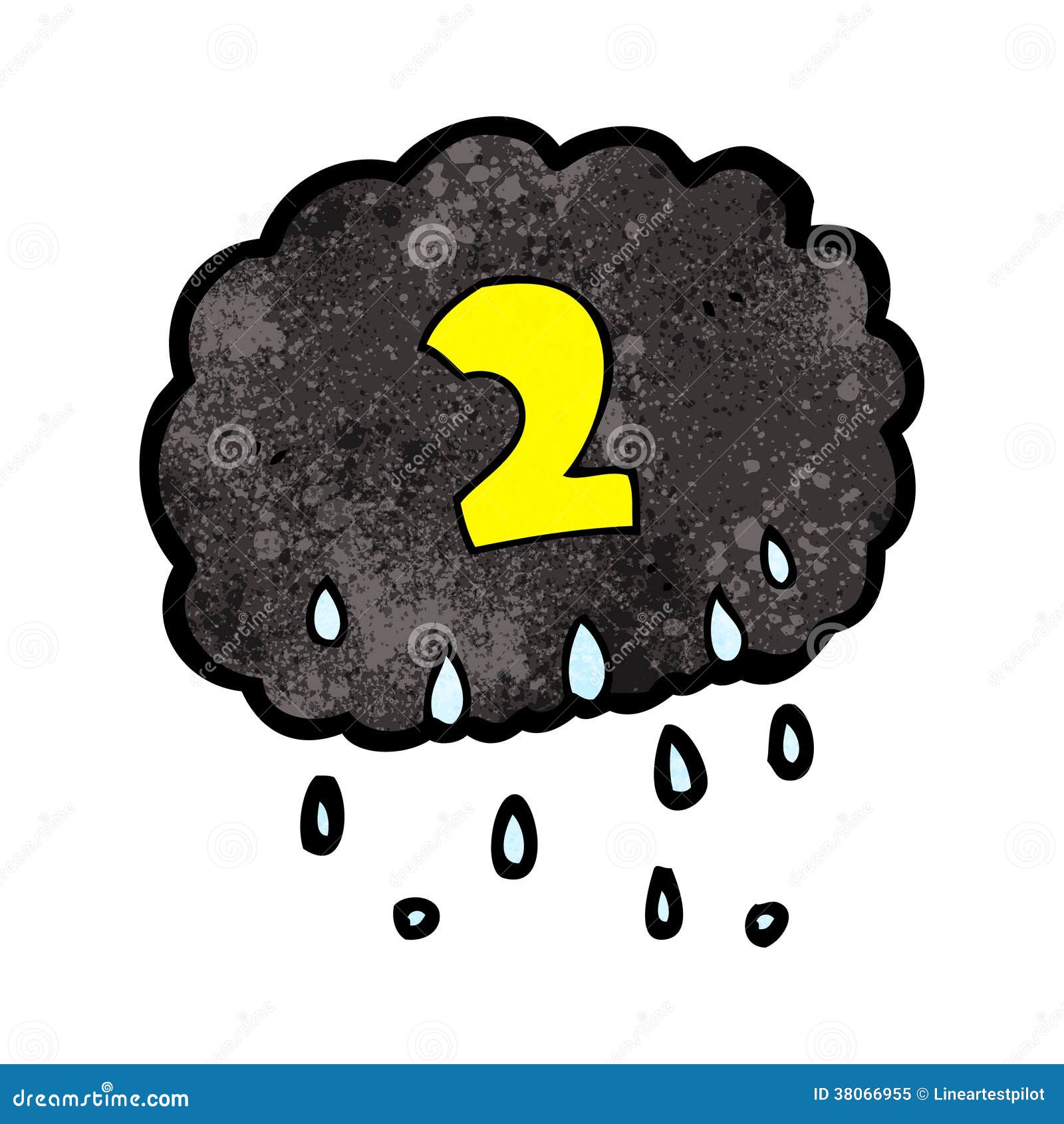 Cartoon Raincloud with Number Two Stock Vector - Illustration of storm ...