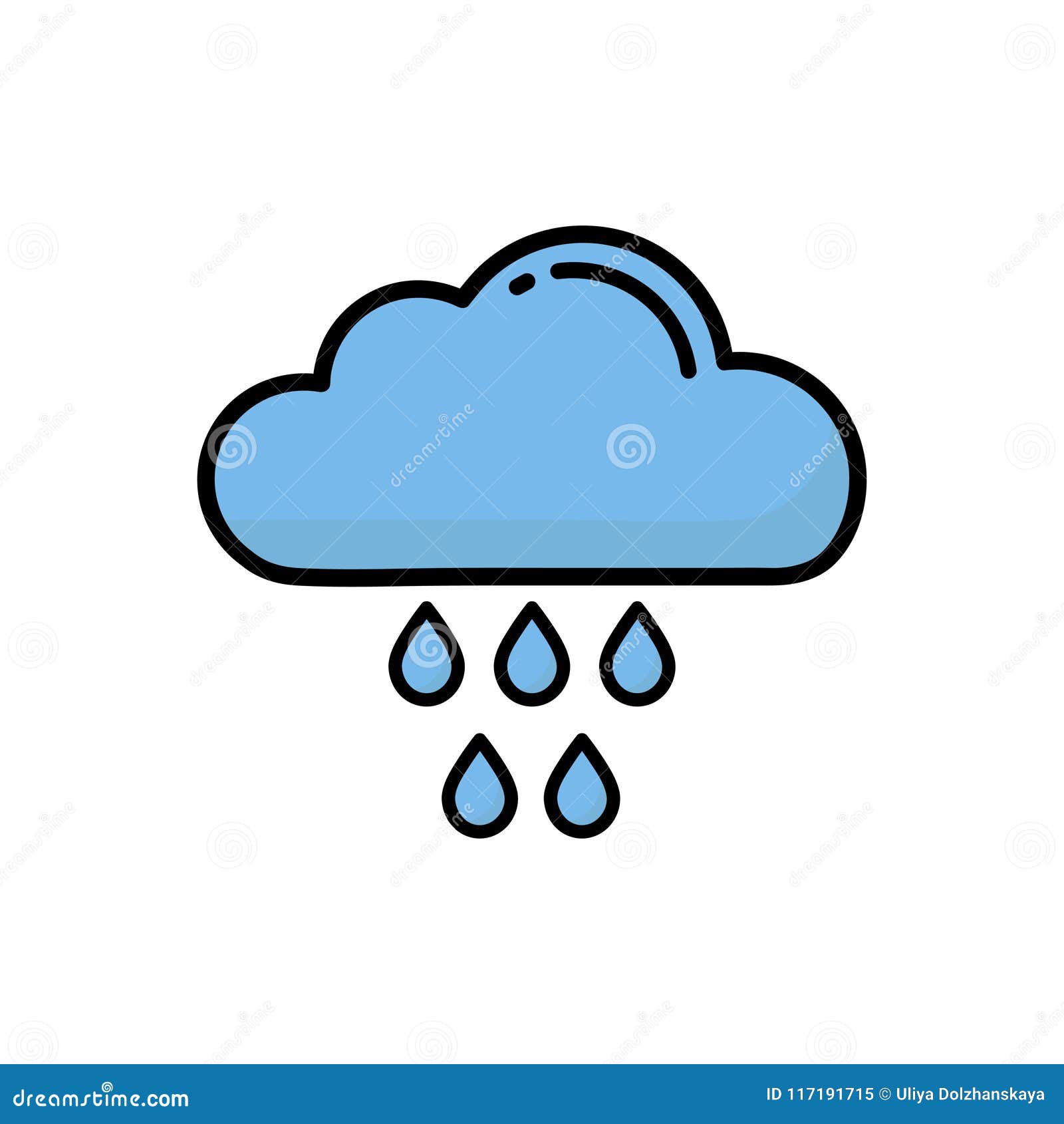 Cartoon Of A Rainy Night Over Dark Blue Background Vector Or Color ...
