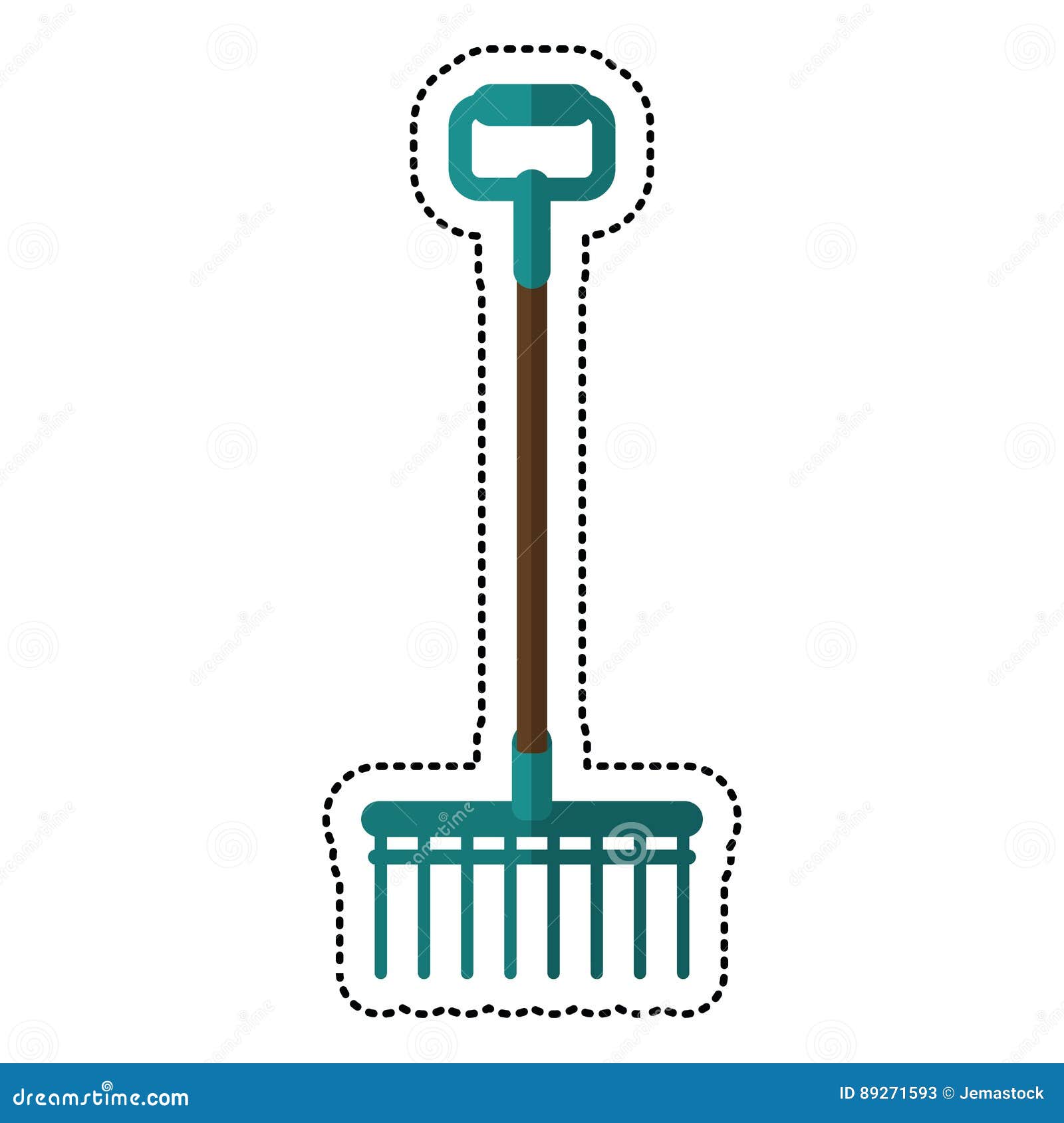 Cartoon Rake Icon Isolated On White Background. Gardening Tool. Vector ...