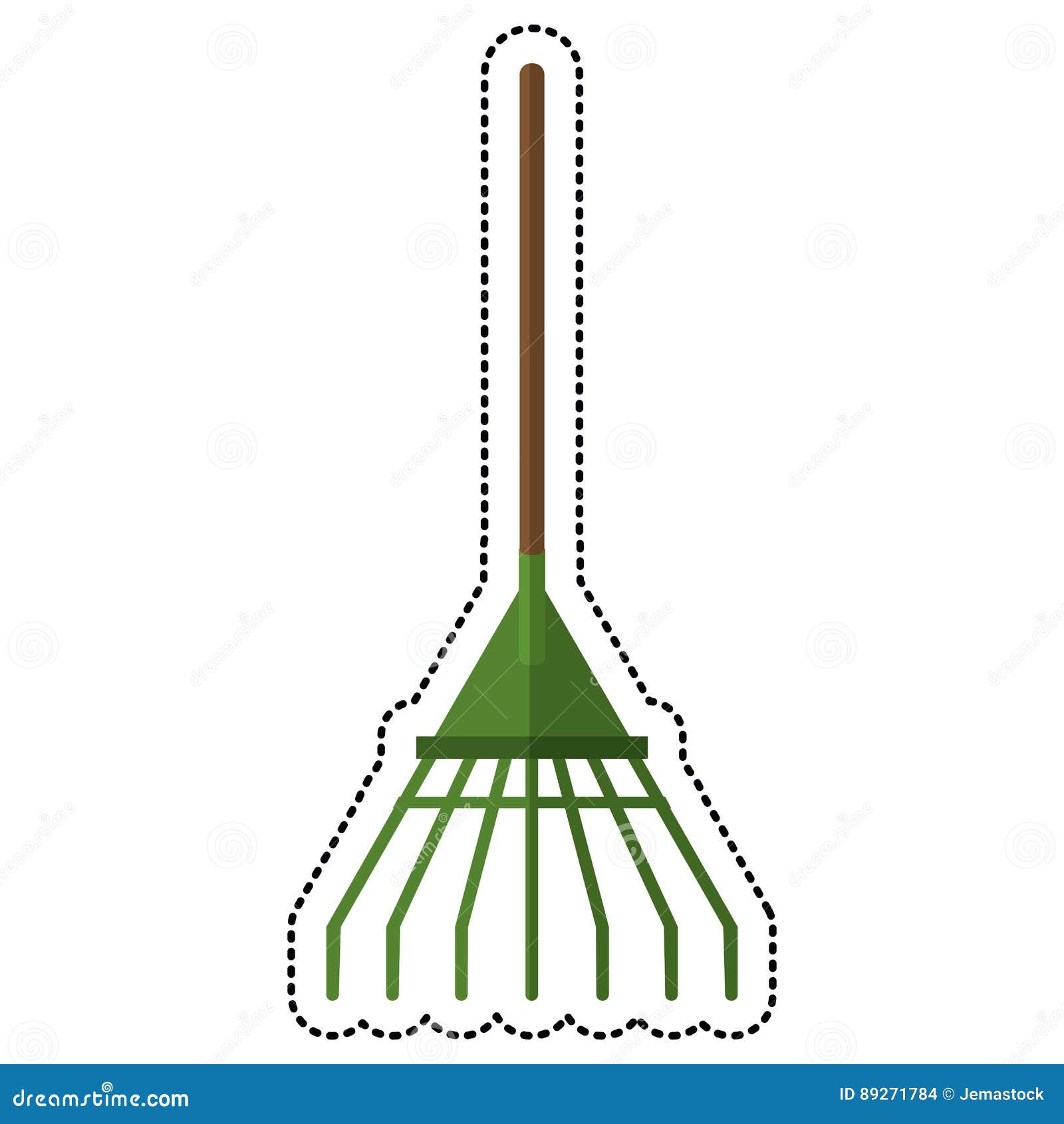 Cartoon Rake Icon Isolated On White Background. Gardening Tool. Vector ...