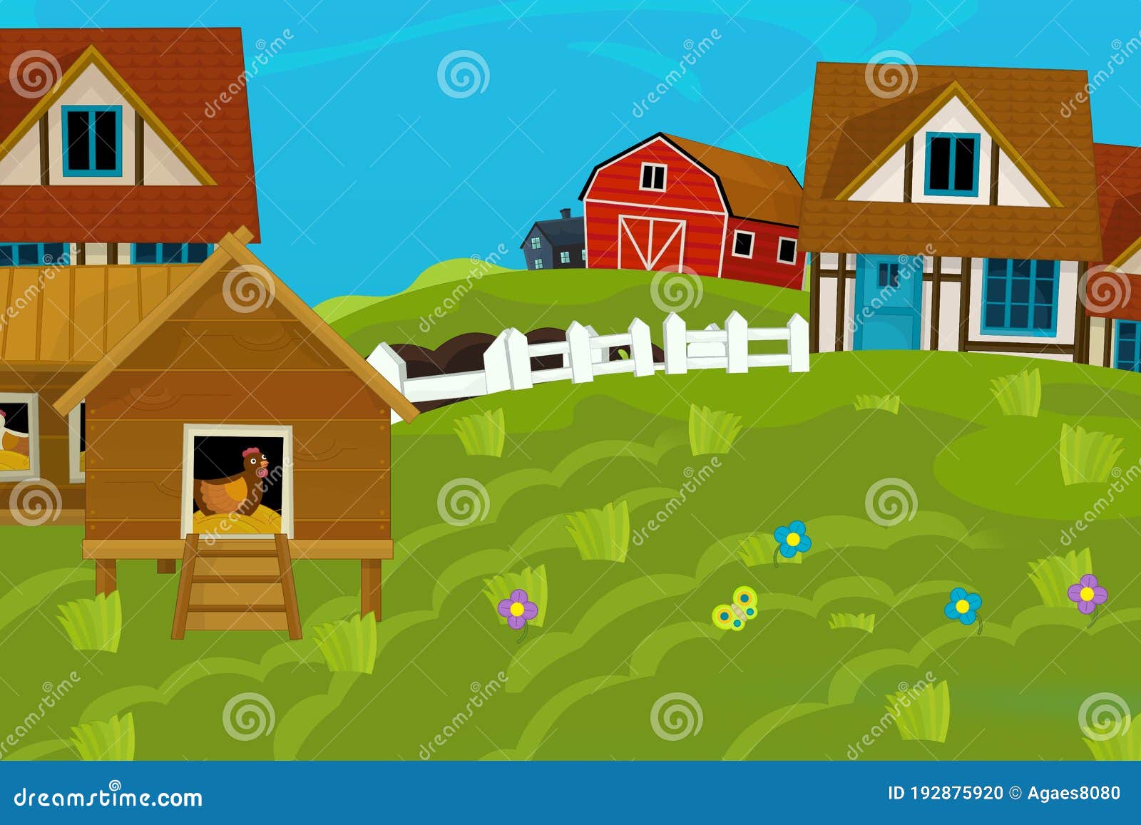 Cartoon Ranch Farm Scene for Different Usage Illustration Stock ...