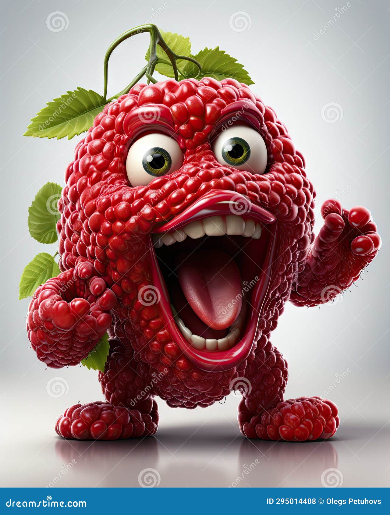 A Raspberry with a Green Leaf on Top of it. Generative Ai Stock ...