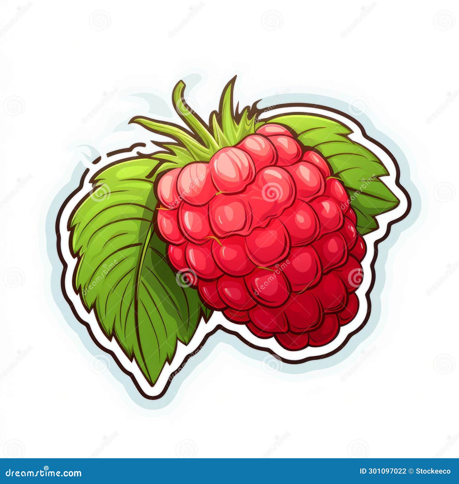 Colorful Raspberry Sticker Vector Illustration with Detailed Shading ...