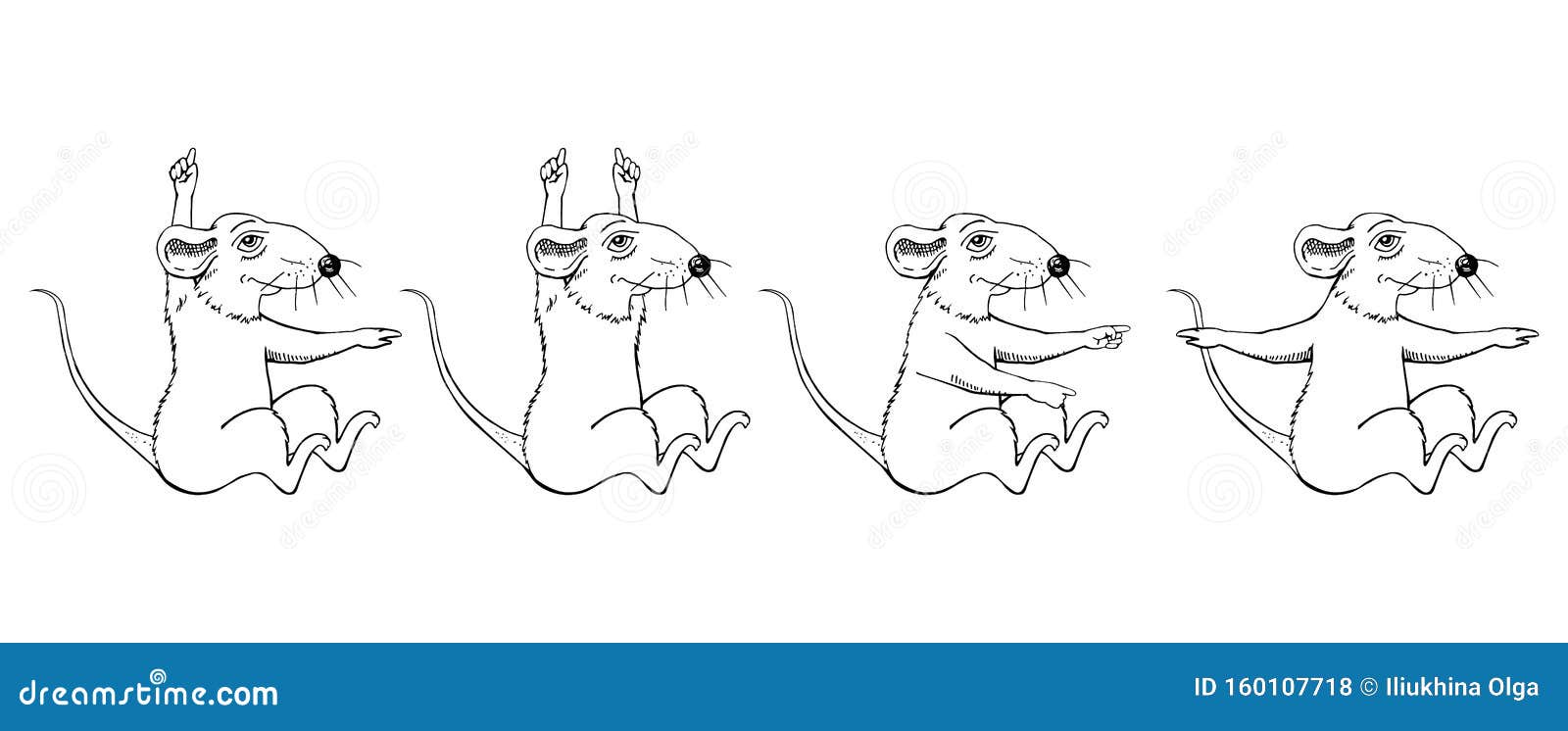 Image of Rat Cartoon Sketch. is Sitting. Set. Stock Illustration ...