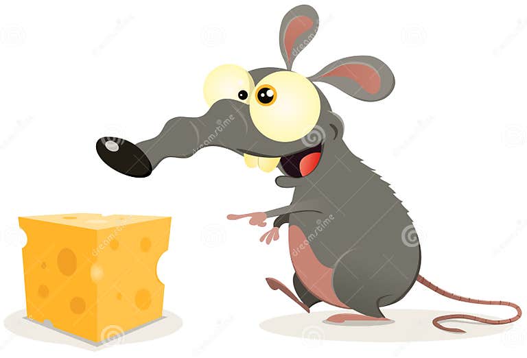 Cartoon Rat and Piece of Cheese Stock Vector - Illustration of finding ...