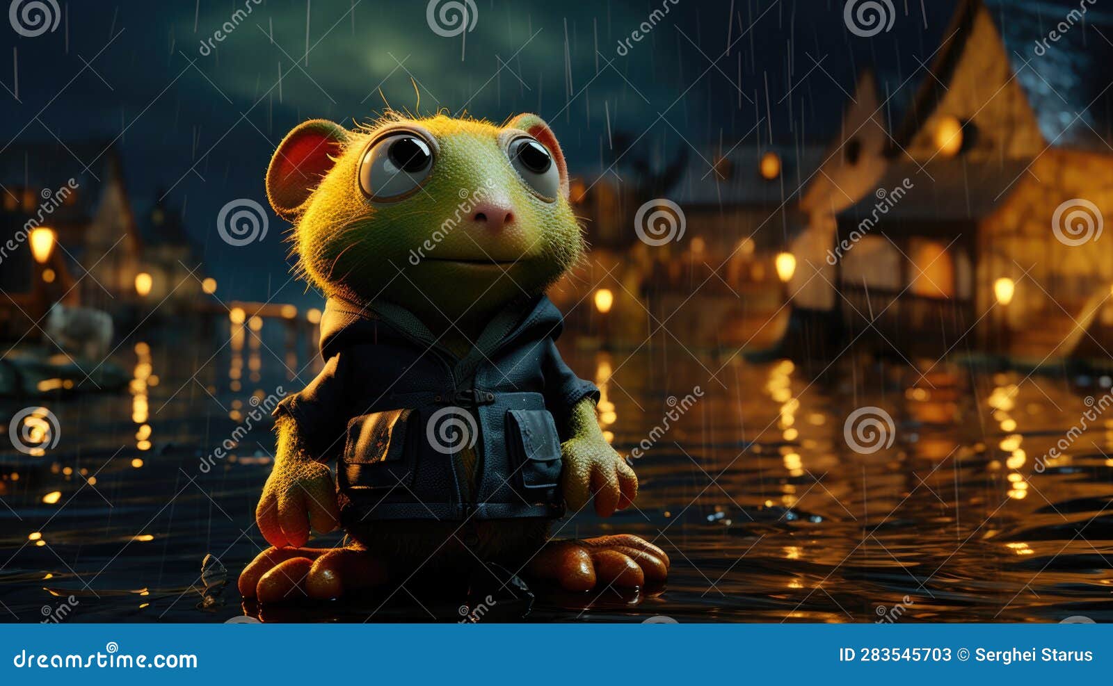 A Cartoon Rat is Sitting in the Rain. Generative AI Image. Stock ...
