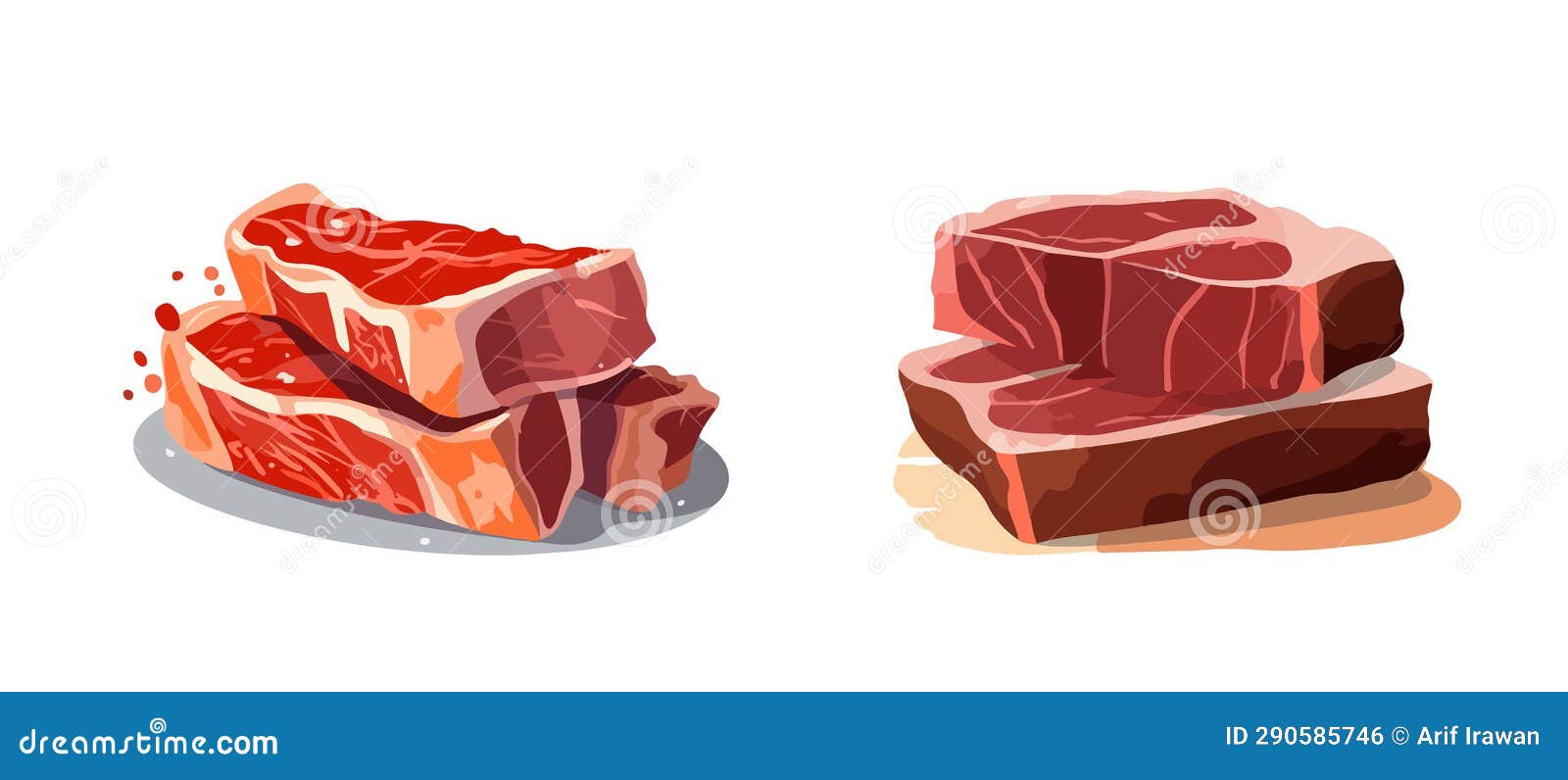 Cartoon Raw Meat Products Vector Art Stock Vector - Illustration of ...