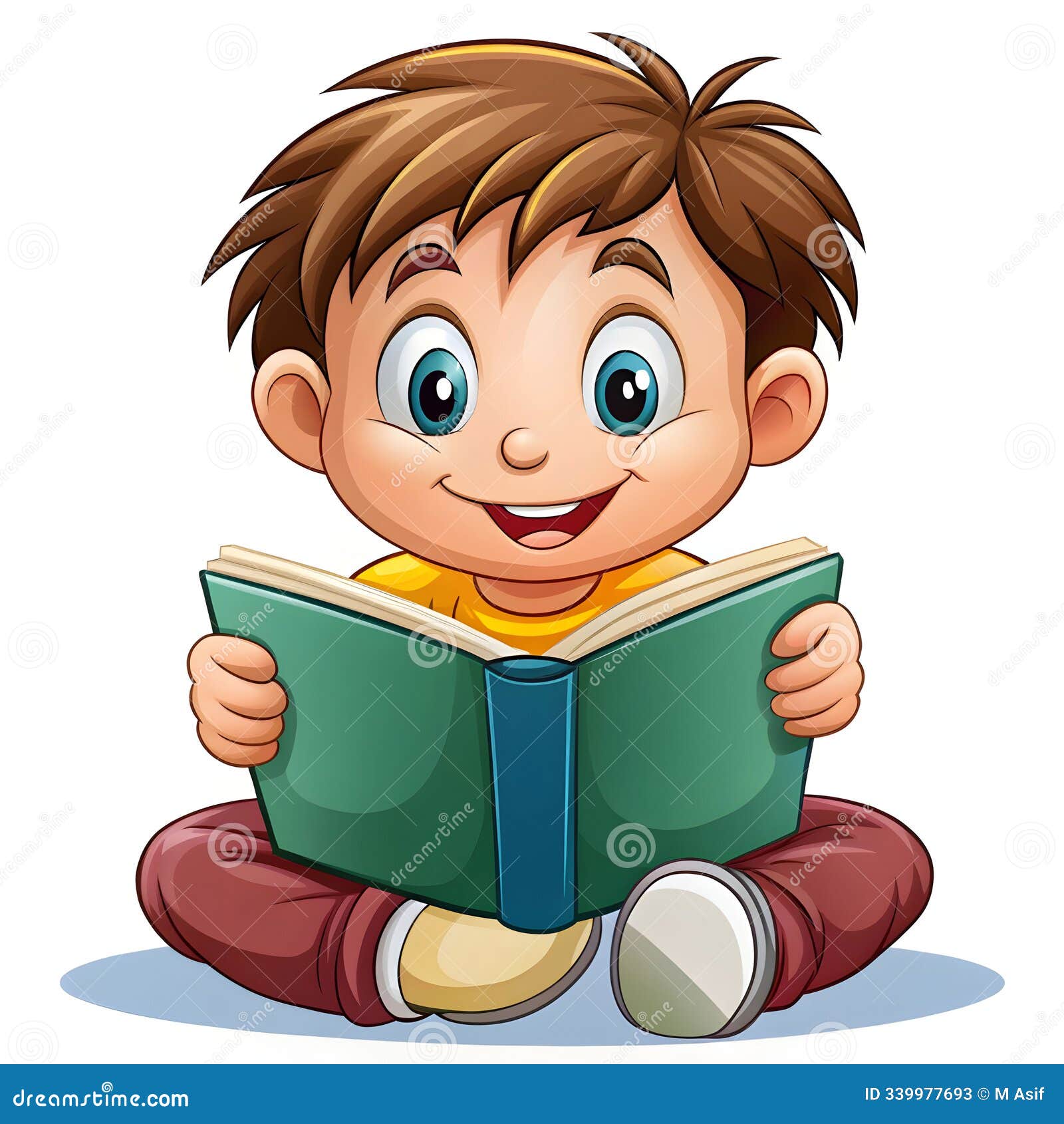 Cartoon Read Book Image on White Background Stock Illustration ...