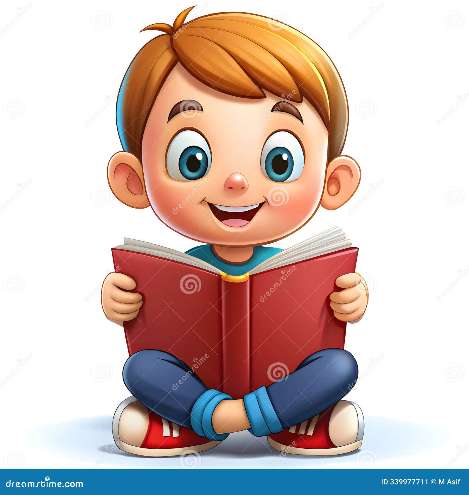 Cartoon Read Book Image on White Background Stock Illustration ...