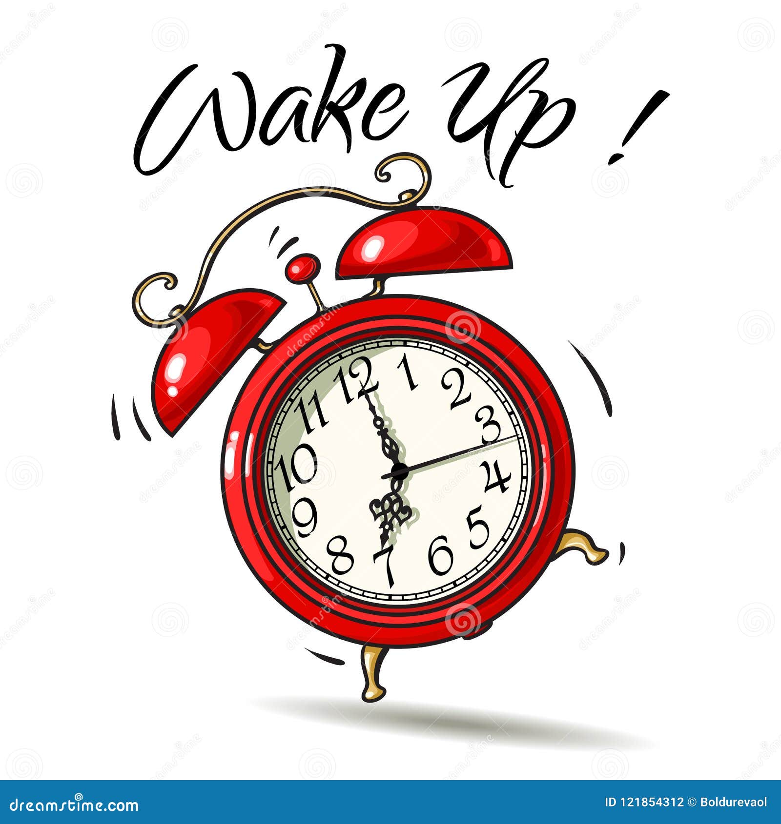 Cartoon Red Alarm Clock Ringing. Wake-up Text. Vector Stock ... Cartoon Red Alarm Clock Ringing. Wake-up Text. Vector Stock ...