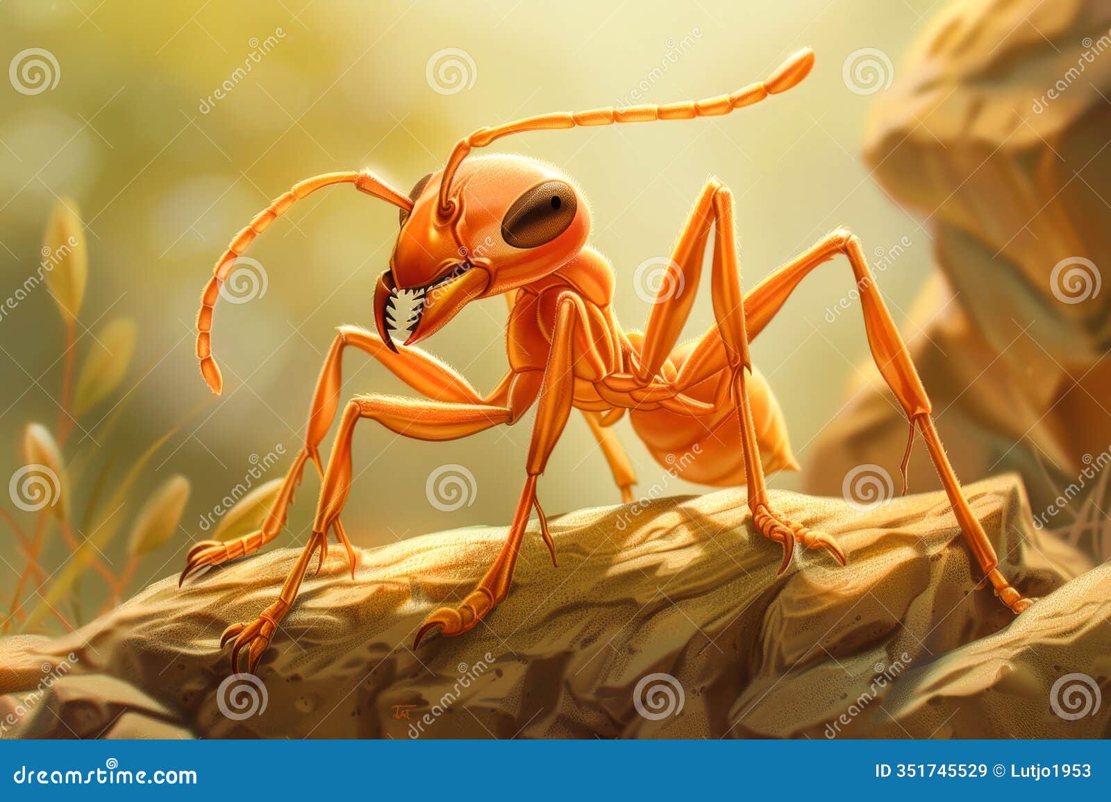 Cartoon Red Ant Working. Generated Image. Stock Illustration ...